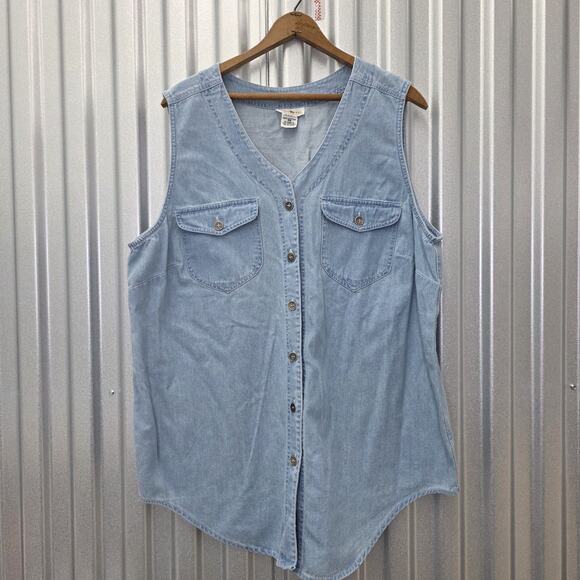 Hunter's Run | Tops | Vintage Hunters Run Denim Shirt Sleeveless Button ...